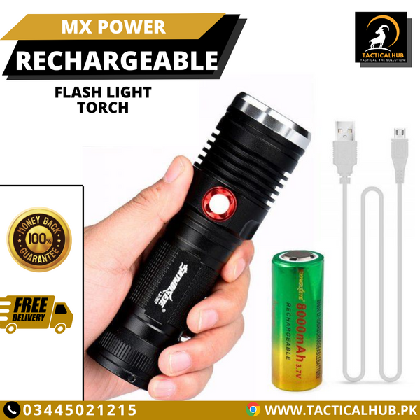 MX Power Rechargeable Flash Light Torch – Tacticalhub